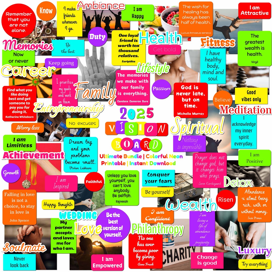 2025 Vision Board Kit Complete Ultimate Bundle Inspirational Dream ...
