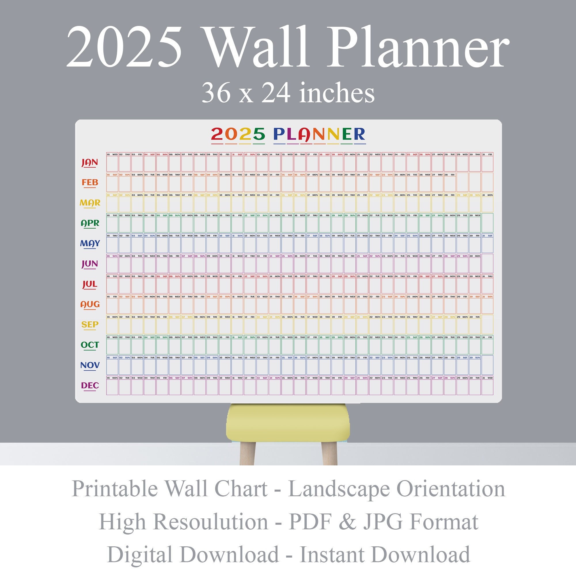 2025 Wall Planner, 2025 Wall Calendar, 2025 Yearly Planner, 2025 Annual ...