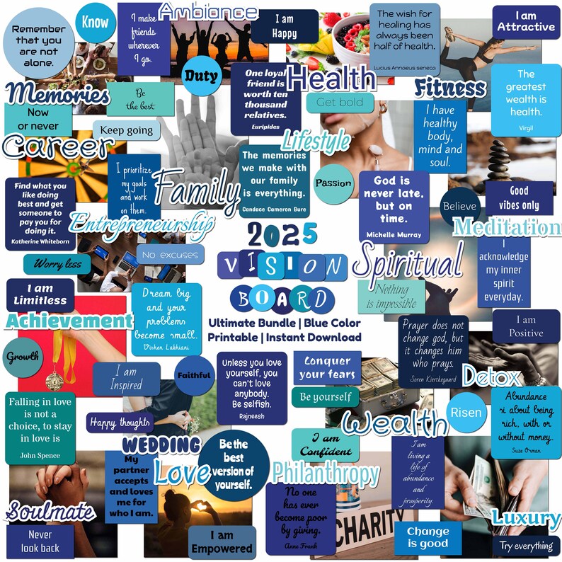 2025 Vision Board Kit Complete Ultimate Bundle Inspirational Dream Board Motivational Mood Board ...