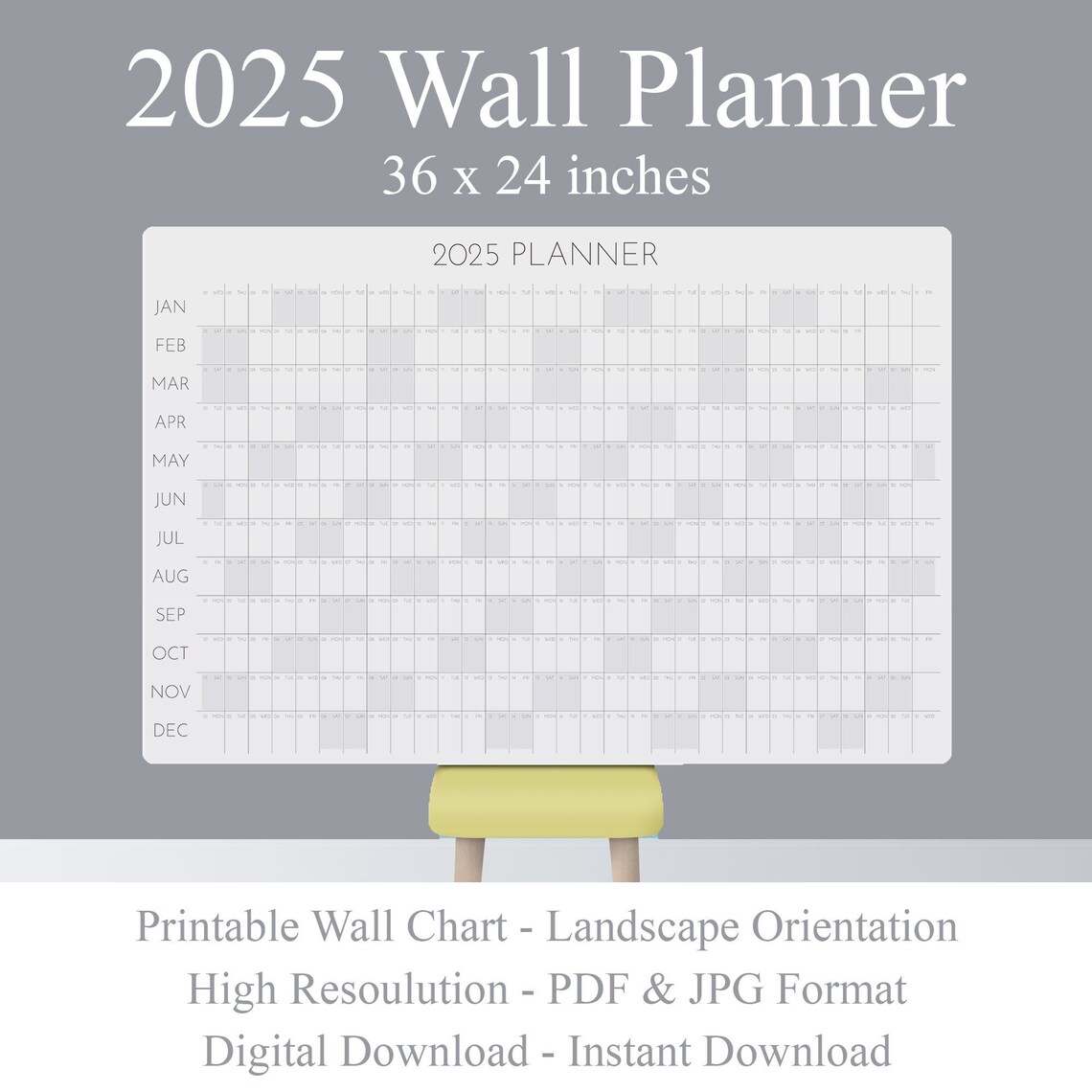 2025 Wall Planner, 2025 Wall Calendar, 2025 Yearly Planner, 2025 Annual ...