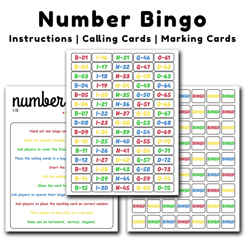 Bingo Number Printable Game 50 Bingo Cards Number Game - Etsy