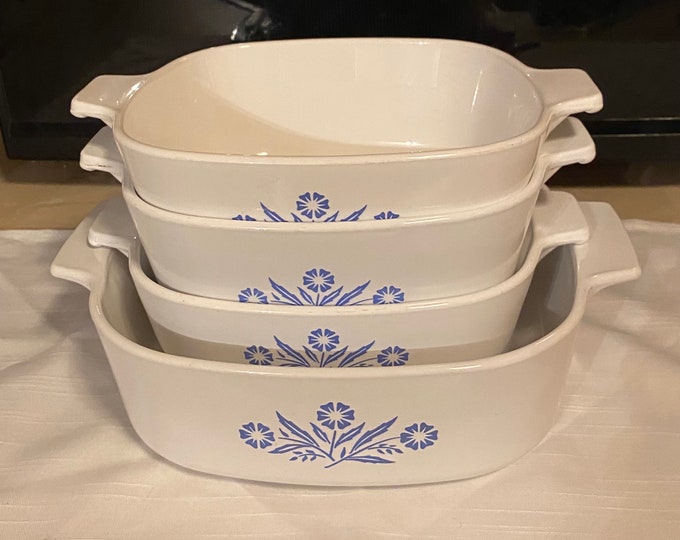 Vintage Corning Ware 4 Piece Casserole Set blue Cornflower - Etsy