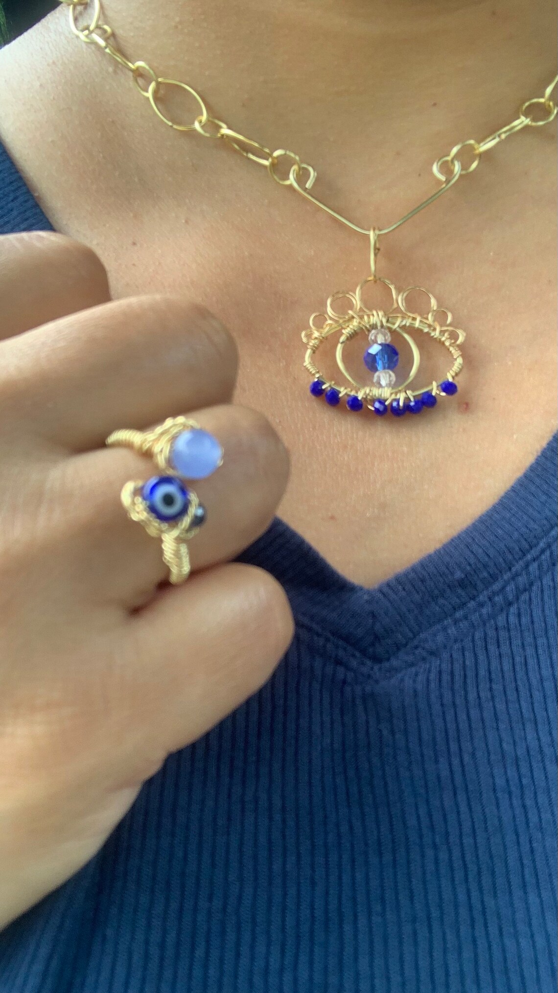 Third Eye Necklace and Ring Combo Set ( Necklace and Ring) Evil Eye. - Etsy