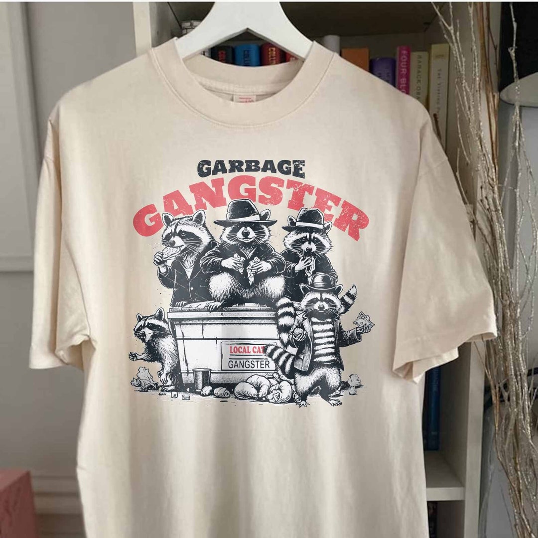 Garbage Gangsta T-shirt, Retro Aesthetic Shirt, Funny Raccoon T-shirt ...