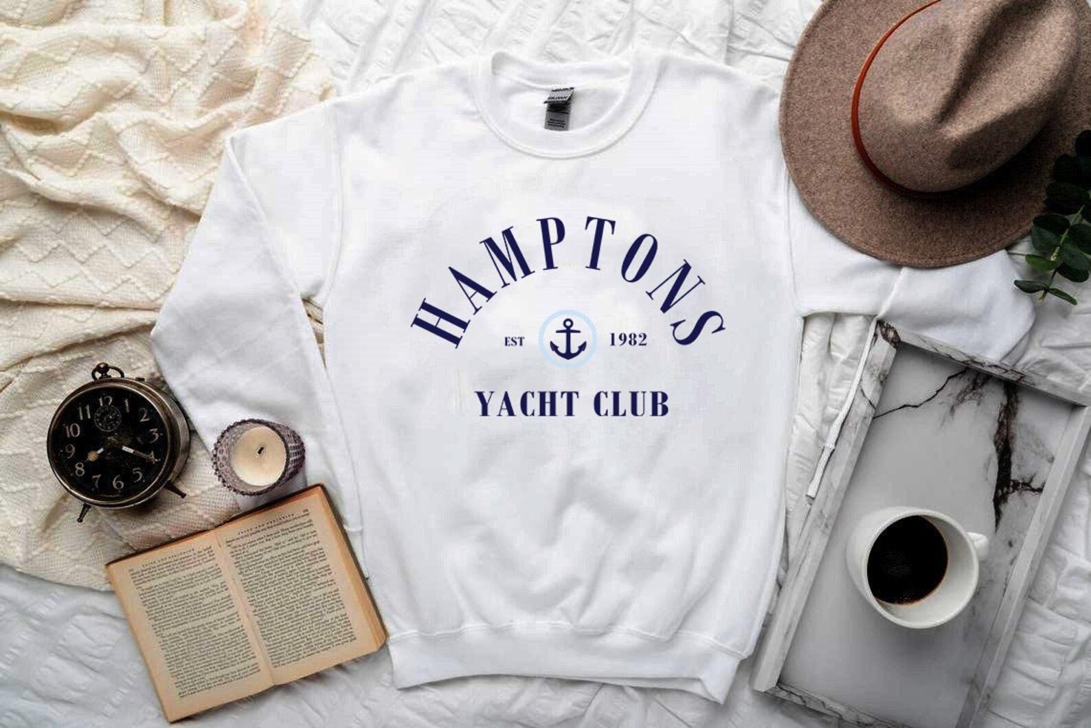 Hamptons Yacht Club Sweatshirt Vintage Crewneck Lake Life - Etsy