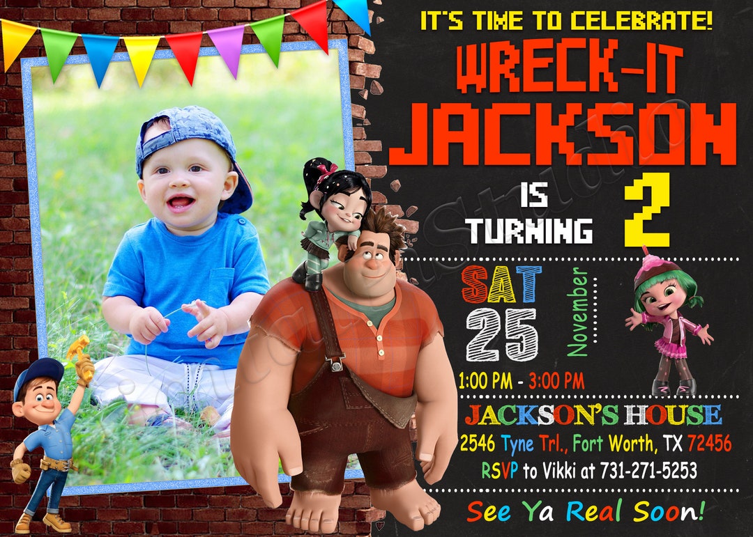 Wreck It Ralph Invitation Wreck It Ralph Birthday Invitation Vanellope ...