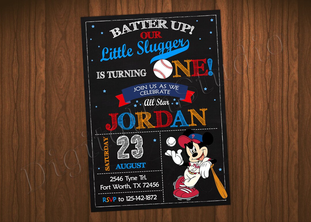 Mickey Mouse Baseball Invitation Mickey Mouse Invitation Mickey Mouse ...