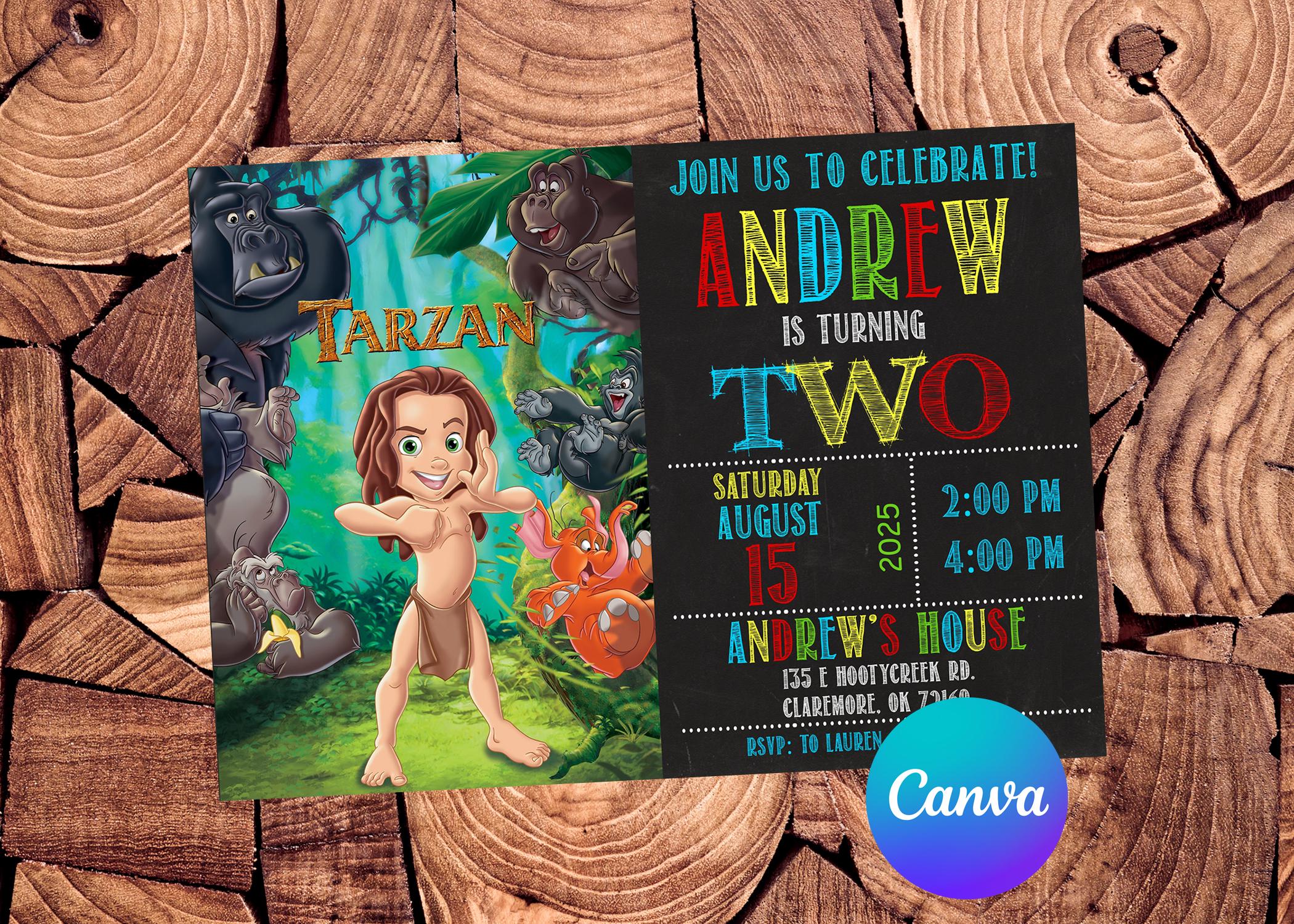 Tarzan Invitation Tarzan Birthday Invitation Tarzan Party Tarzan ...