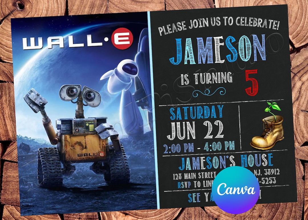 Wall E Invitation Wall E Birthday Invitation Wall E Party Wall E ...