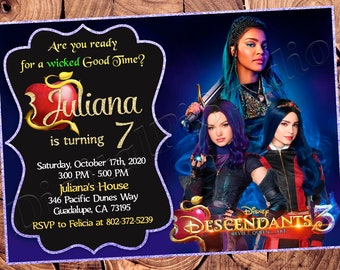 Descendants Invitation Descendants 3 Invitation Descendants 2 - Etsy UK