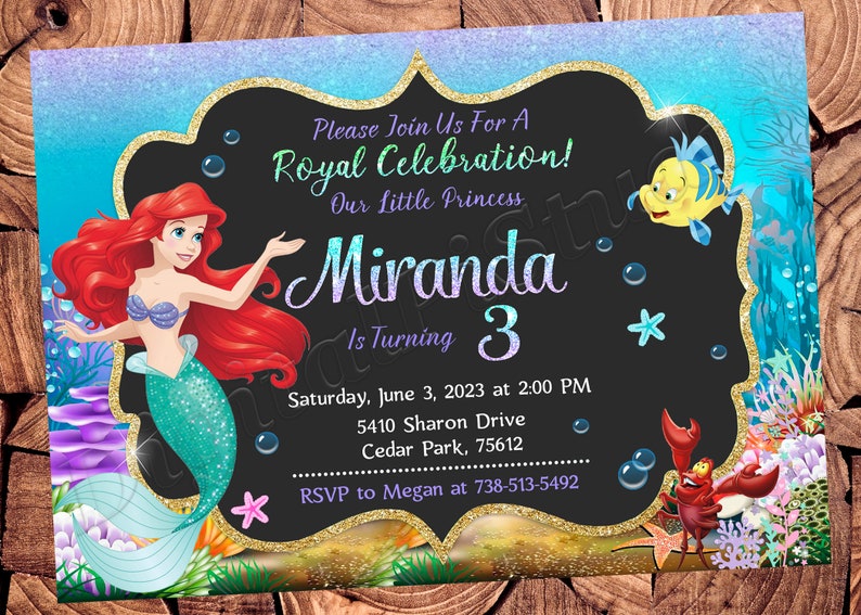 Little Mermaid Invitation Ariel Invitation Little Mermaid Birthday ...