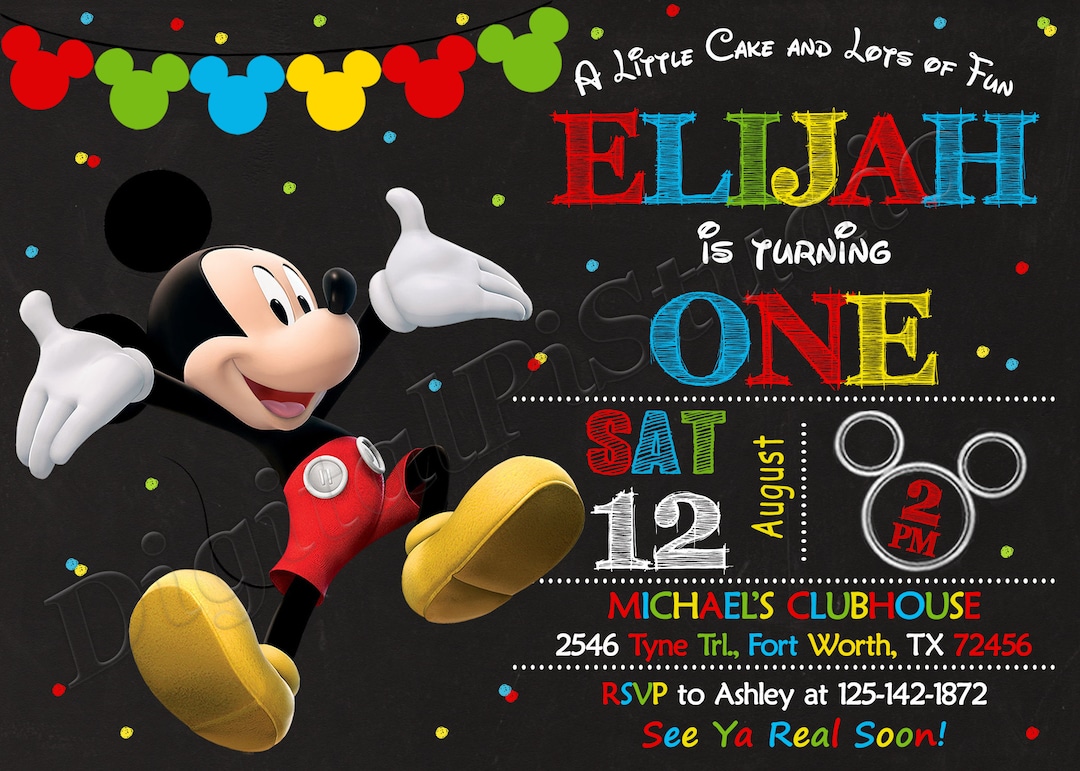 Mickey Mouse Invitation Mickey Mouse Birthday Invitation Mickey Mouse ...