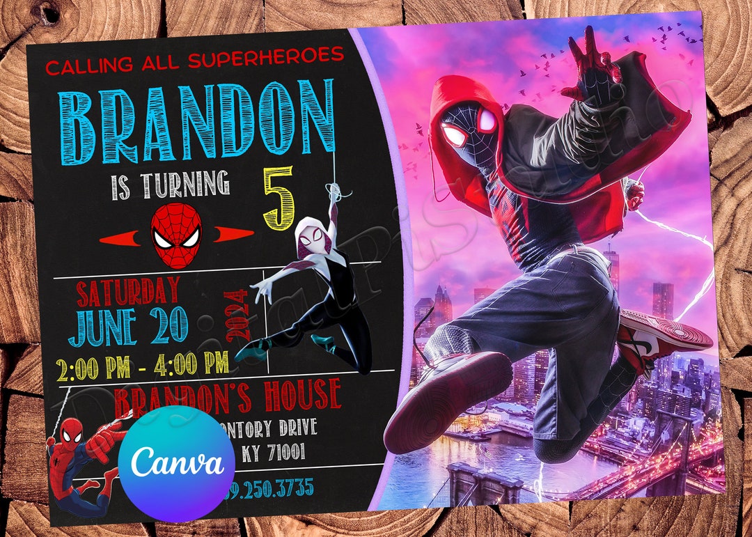 Spider Verse Invitation Spiderman Invitation Spider Verse Birthday ...