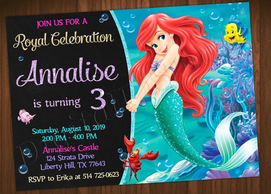 Little Mermaid Invitation Ariel Invitation Little Mermaid Birthday ...