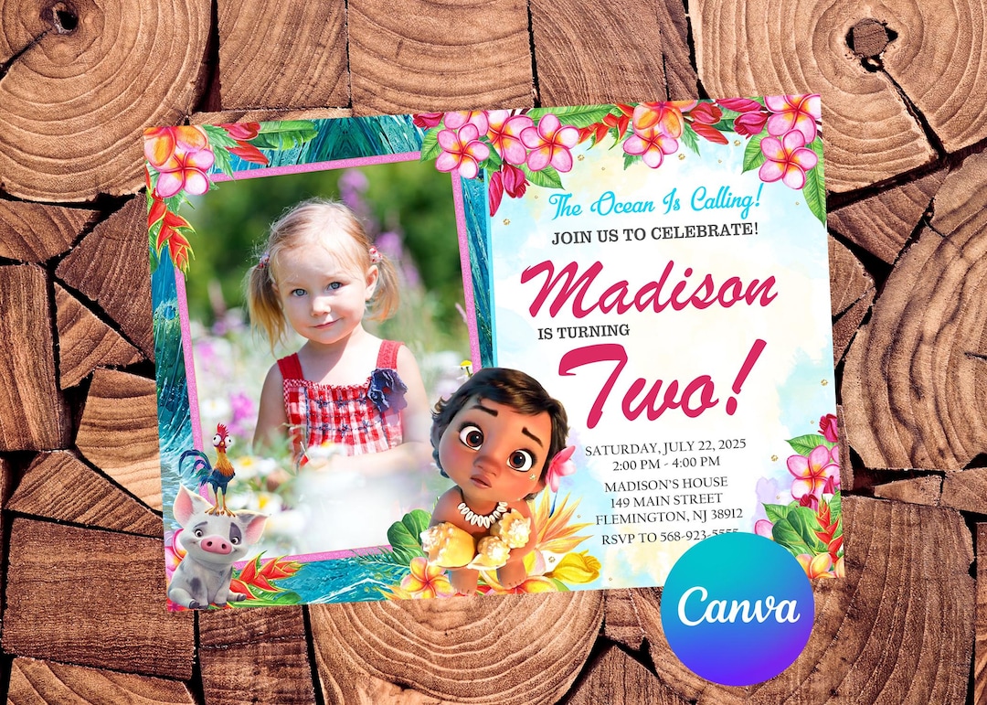 Baby Moana Invitation Baby Moana Birthday Invitation Baby Moana Party ...