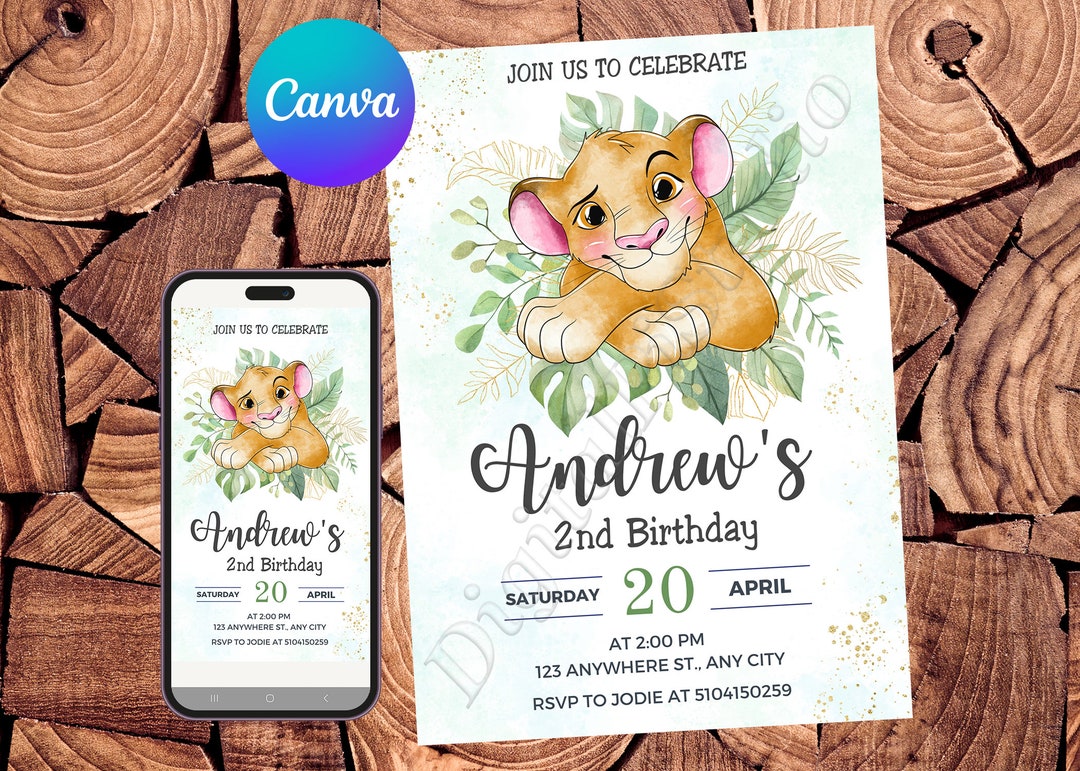 Lion King Invitation Lion King Birthday Invitation Lion King Party Lion ...