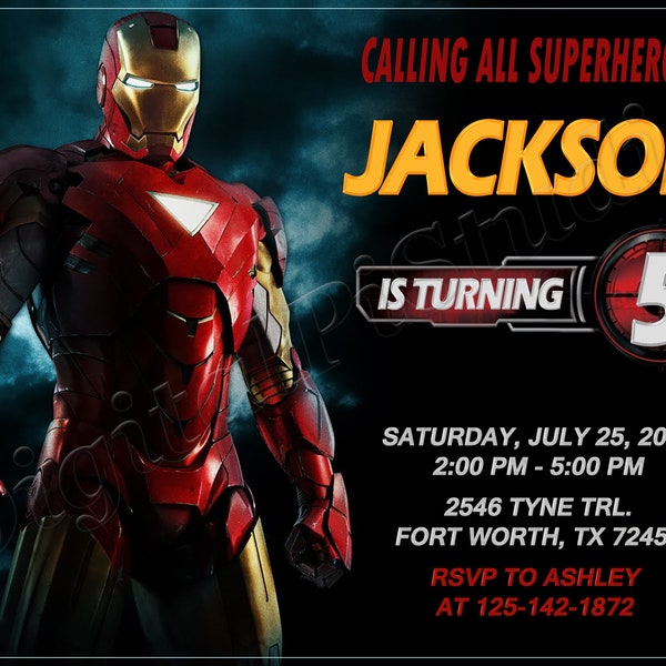 Iron Man Birthday Card Invitation - Etsy