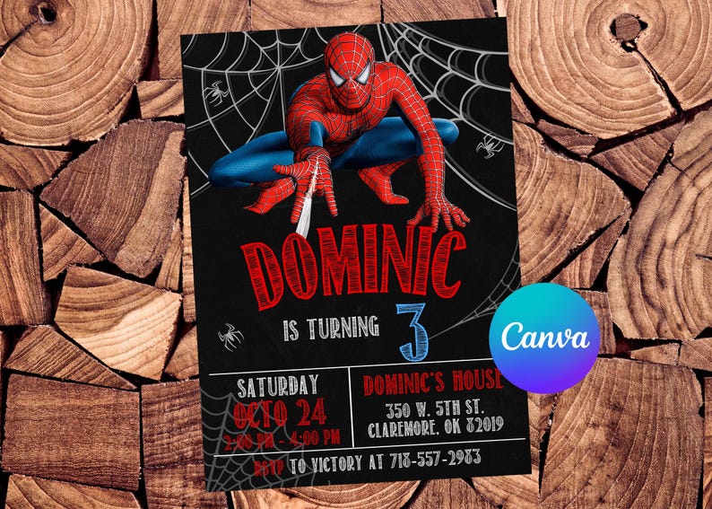 Spiderman Invitation Spiderman Birthday Invitation Spiderman Party ...