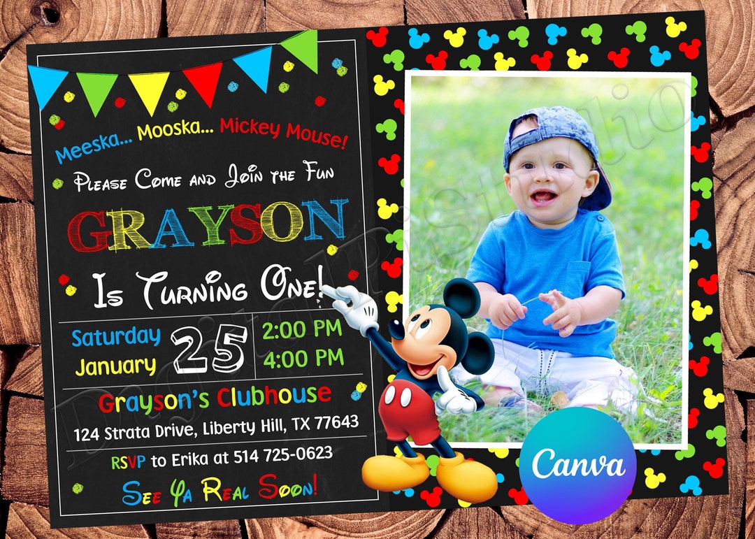 Mickey Mouse Invitation Mickey Mouse Birthday Invitation Mickey Mouse ...