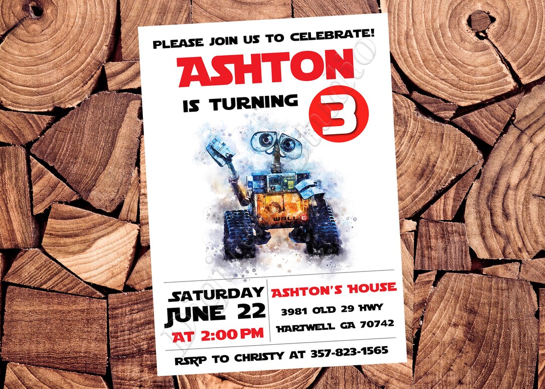 Wall E Invitation Wall E Birthday Invitation Wall E Party Wall E ...
