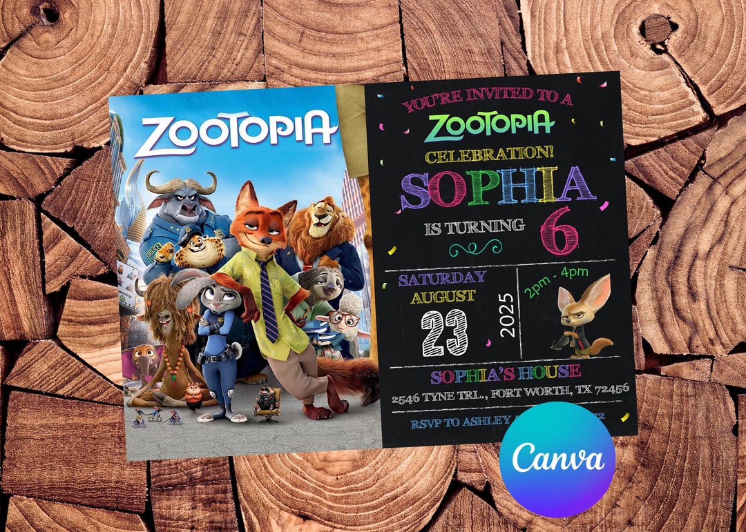 Zootopia Invitation Zootopia Birthday Invitation Zootopia Party ...