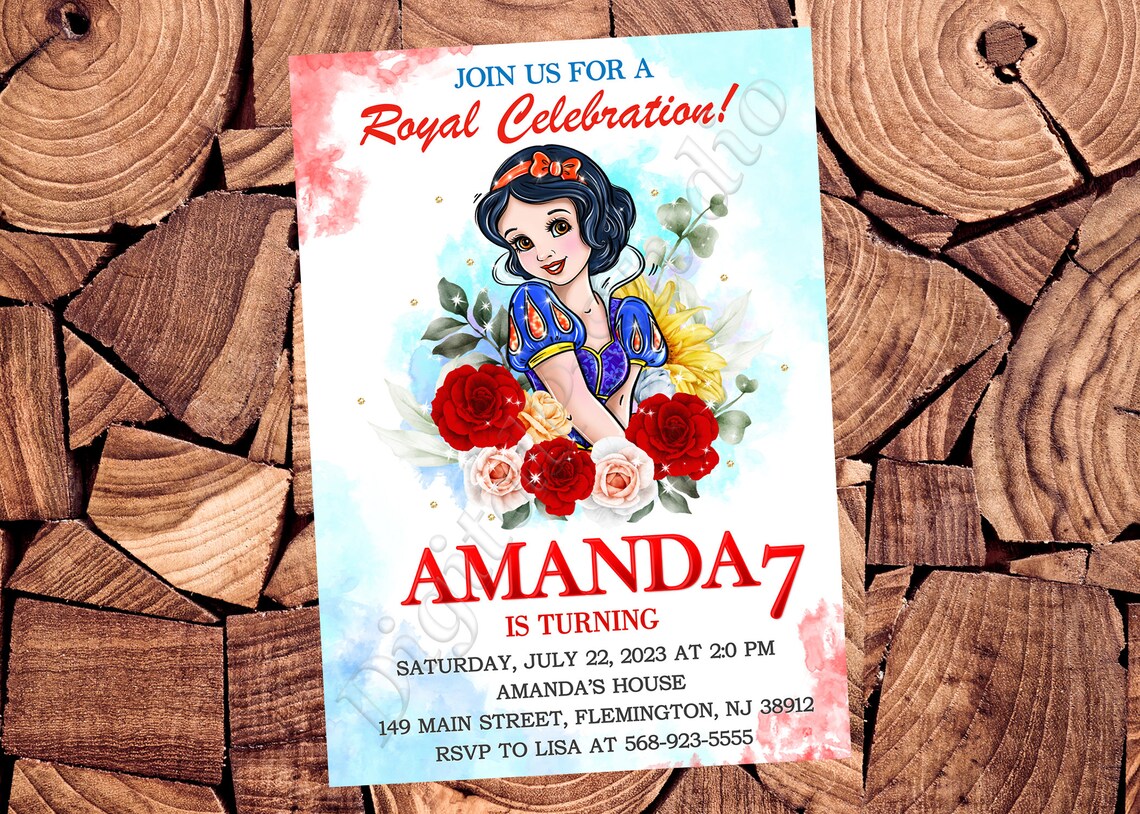 Snow White Invitation Snow White Watercolor Invitation Snow White ...