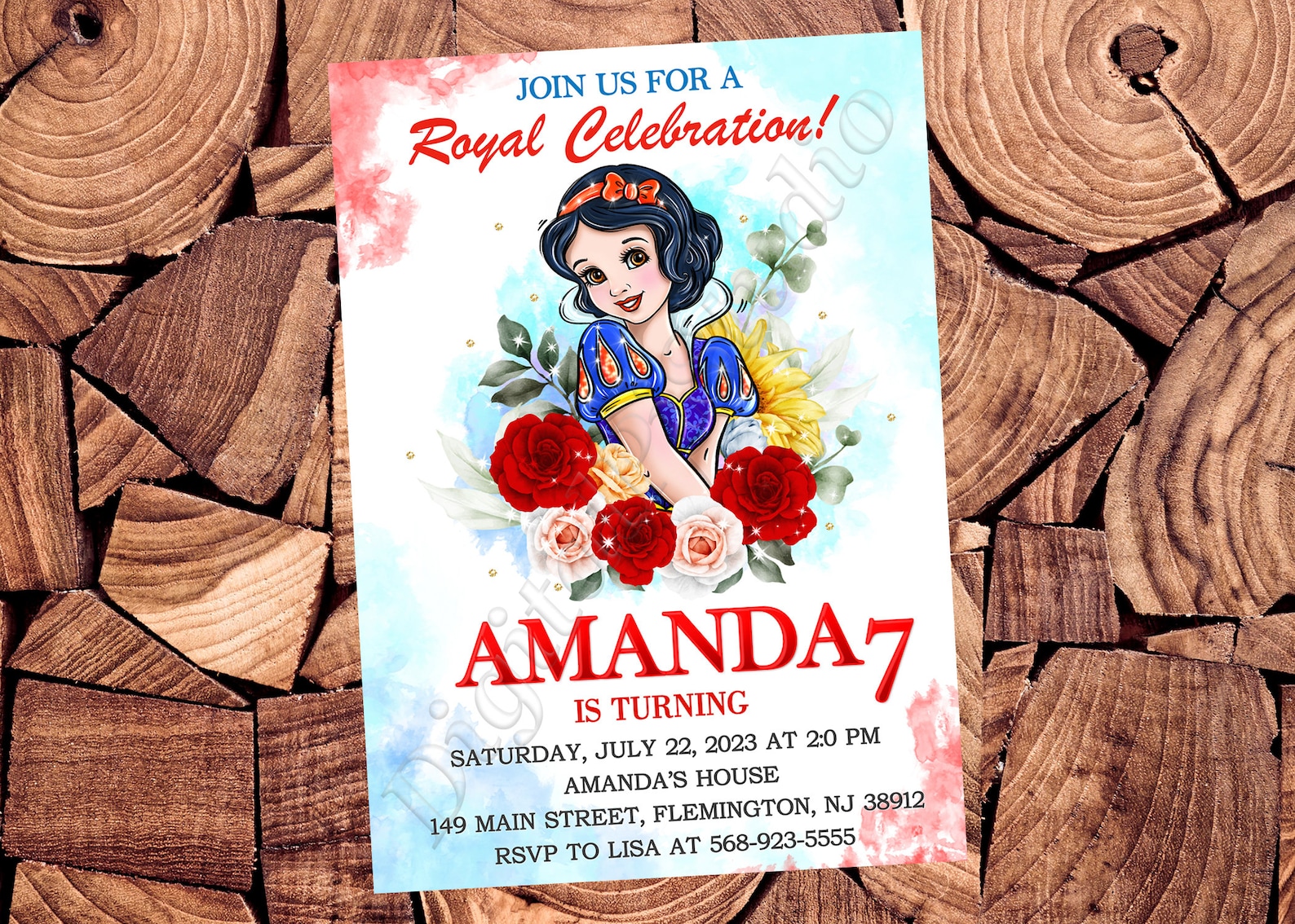 Snow White Invitation Snow White Watercolor Invitation Snow White ...