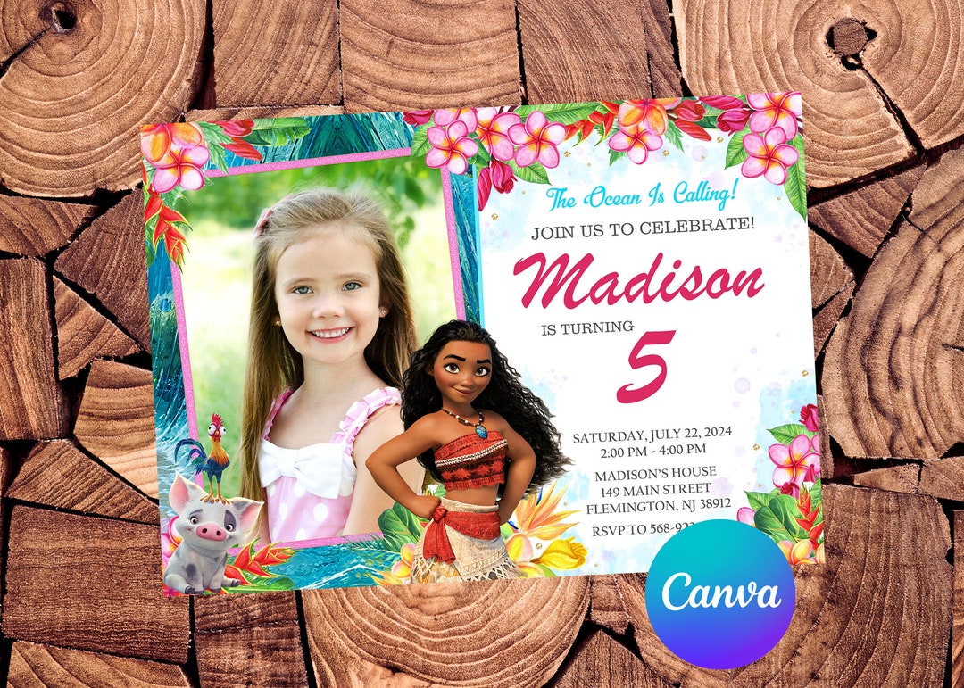 Moana Invitation Moana Birthday Invitation Moana Party Moana Editable ...