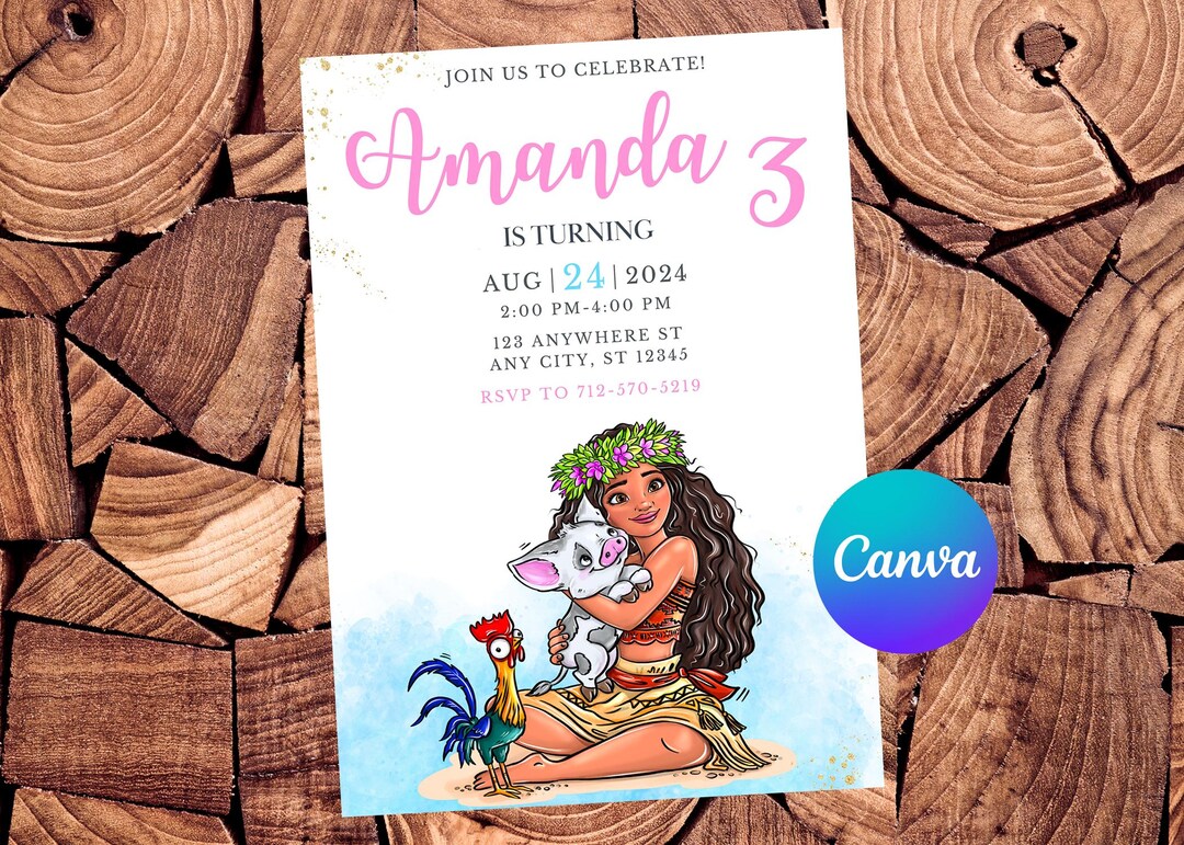 Moana Invitation Moana Birthday Invitation Moana Party Moana Editable ...