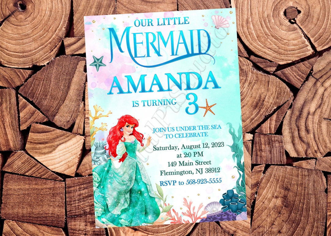 Invitación de la Sirenita Invitación de Ariel Invitación del cumpleaños ...
