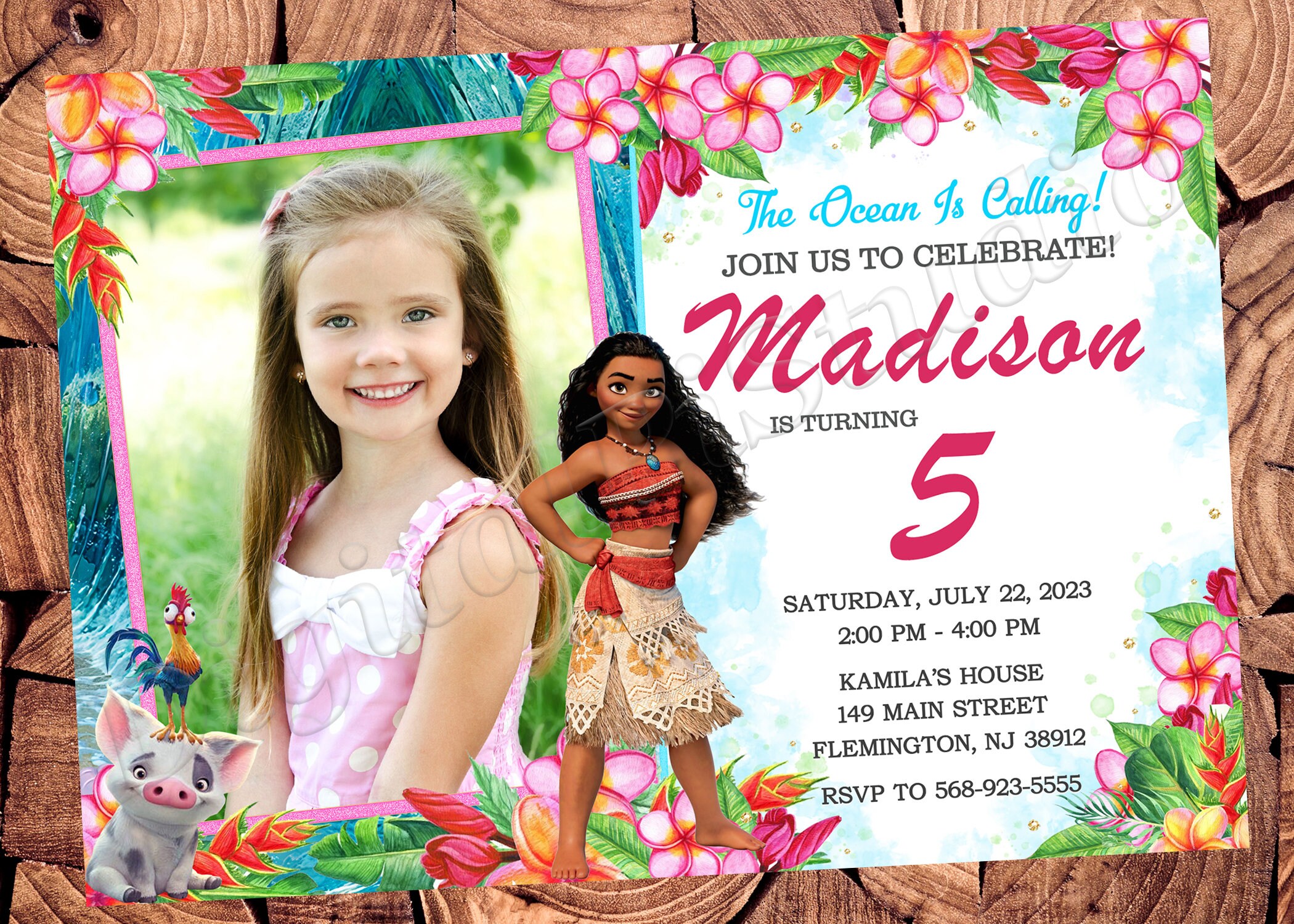 Invitación De Moana Invitación De Cumpleaños De Moana Fiesta De Moana ...