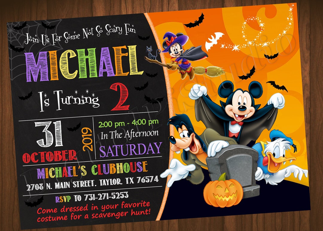 Mickey Mouse Clubhouse Halloween Invitation Mickey Mouse Clubhouse ...
