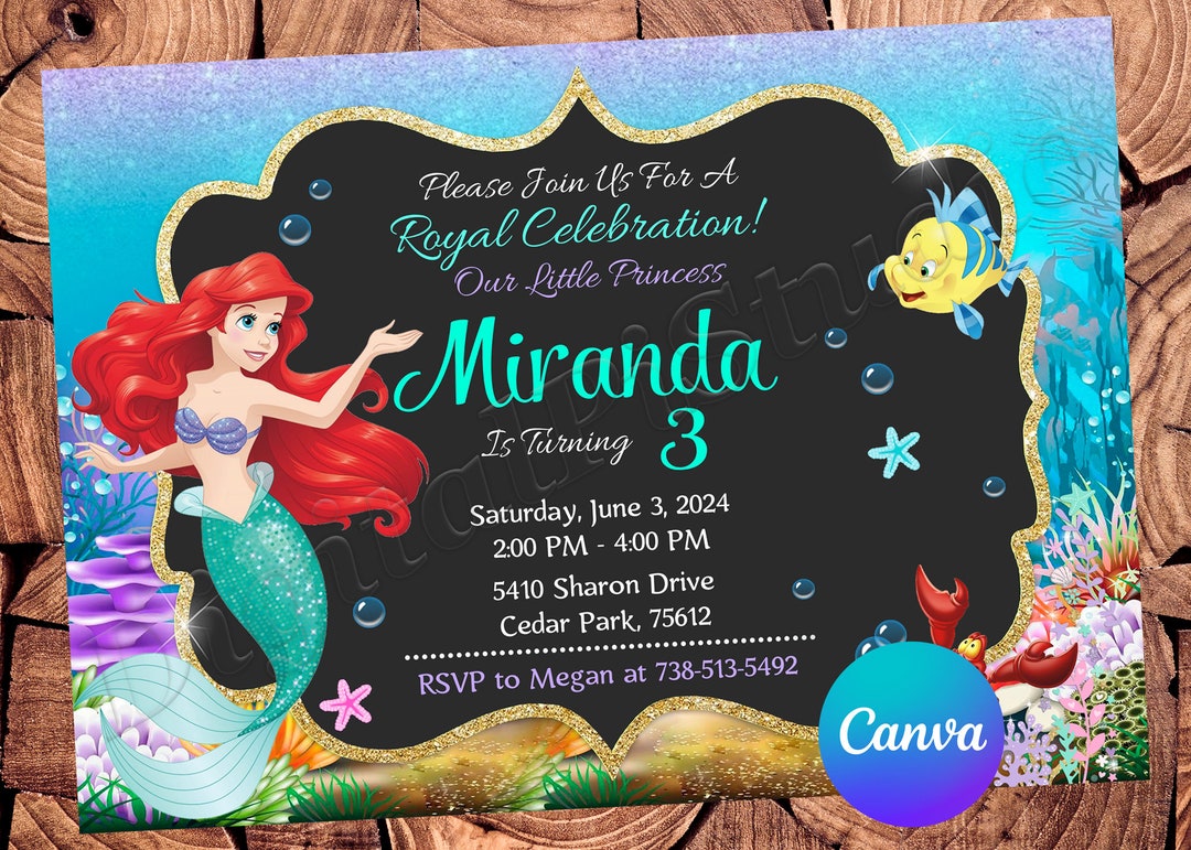 Little Mermaid Invitation Little Mermaid Birthday Invitation Ariel ...