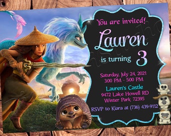 Raya and the Last Dragon Invitation Raya Invitation Raya and - Etsy