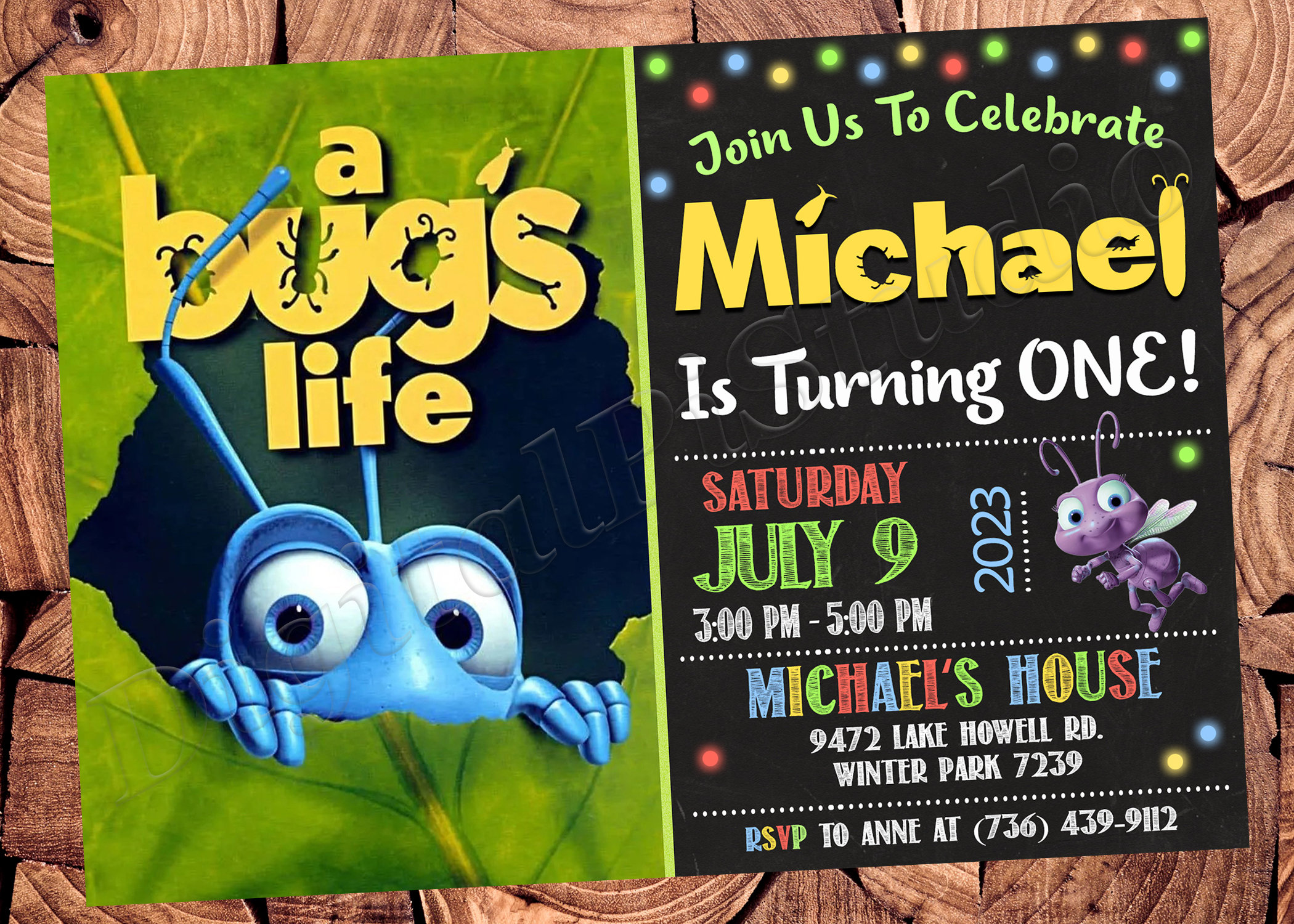 A Bug's Life Invitation A Bugs Life Birthday A Bugs Life Party A Bugs ...
