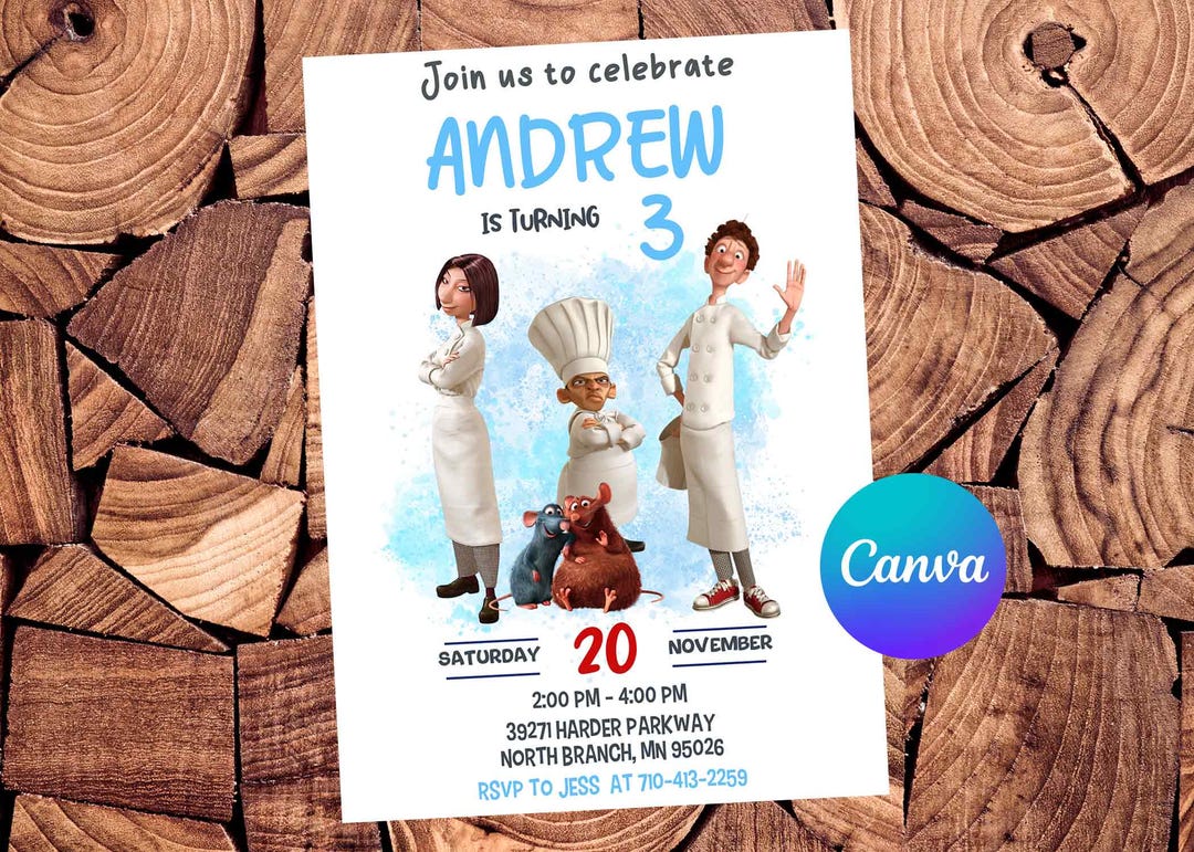 Ratatouille Invitation Ratatouille Birthday Invitation Ratatouille ...