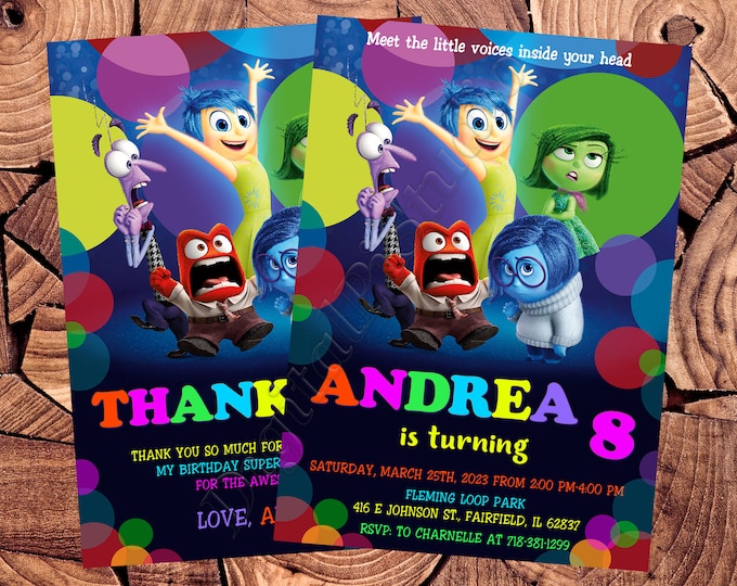 Inside Out Invitation Inside Out Birthday Invitation Inside Out Party Inside Out Digital Inside ...
