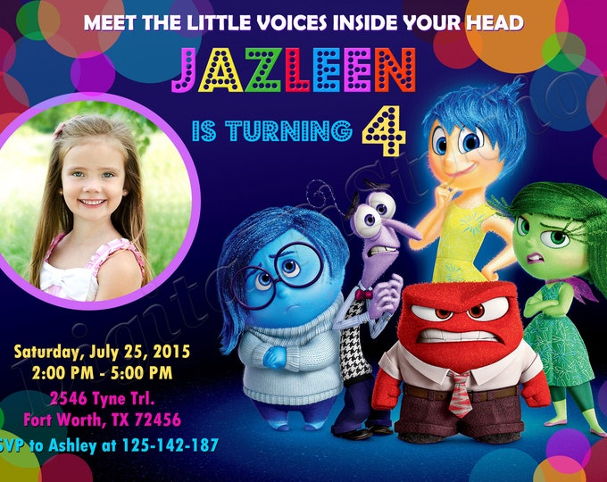Inside Out Invitation Inside Out Birthday Invitation Inside Out Party ...