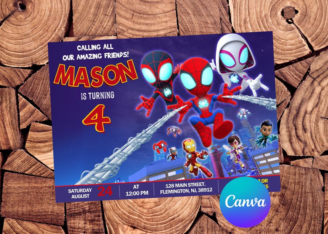 Spidey and His Amazing Friends Invitation Spidey Birthday Invitation ...