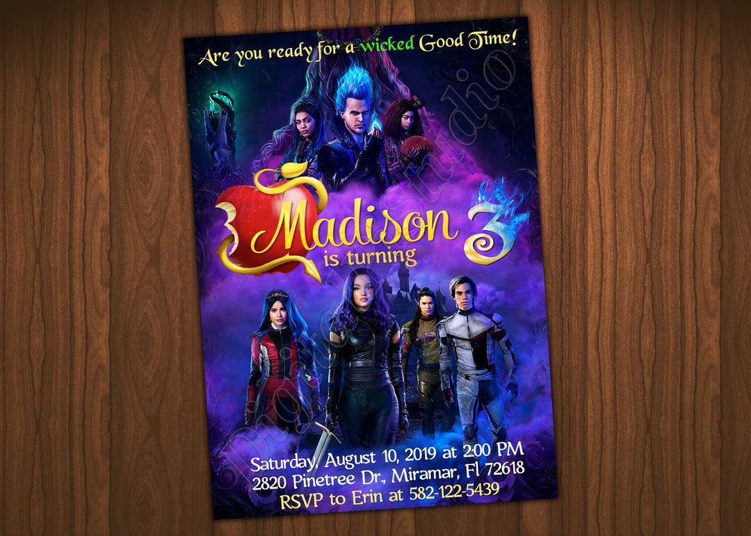 Descendants Invitation Descendants Birthday Invitation Descendants ...