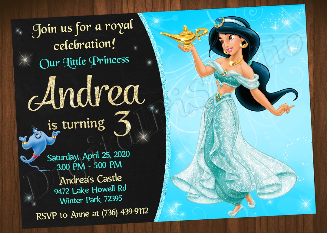 Jasmine Invitation Jasmine Birthday Invitation Princess Jasmine ...