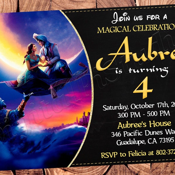 Aladdin and Jasmine Party Invitations - Etsy