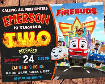 Firebuds Invitation Firebuds Birthday Firebuds Party Firebuds Invite ...