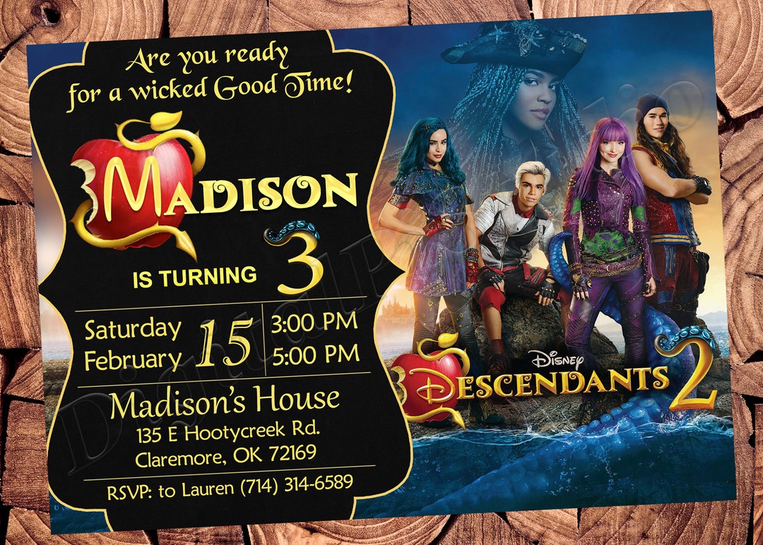Descendants Invitation Descendants Birthday Invitation Descendants ...