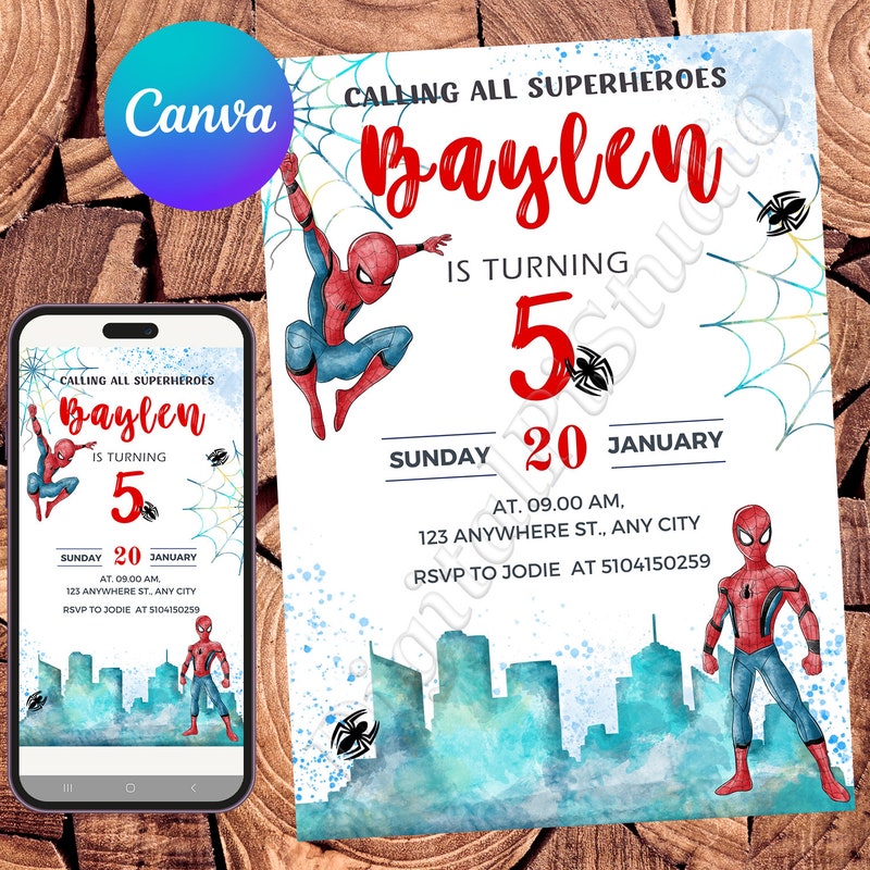 Spiderman Invitation - Etsy