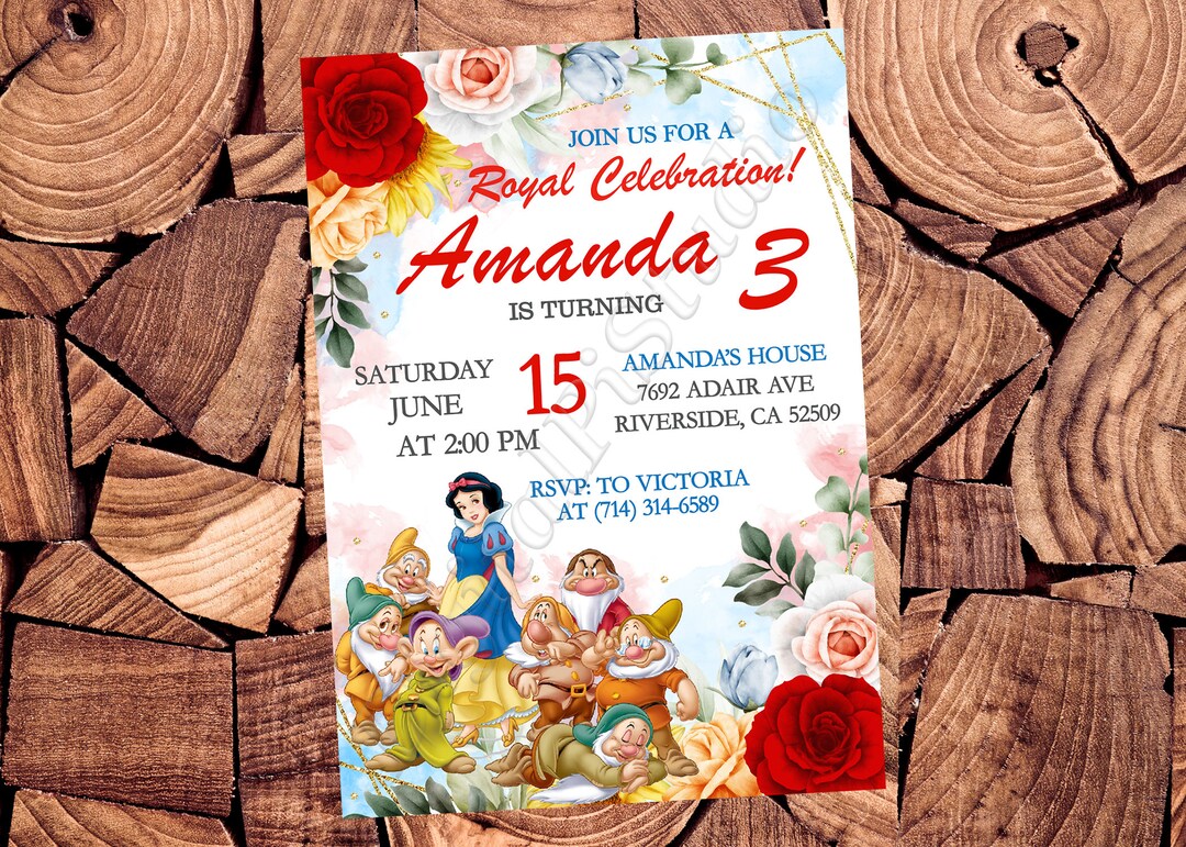 Snow White Invitation Snow White Watercolor Invitation Snow White ...