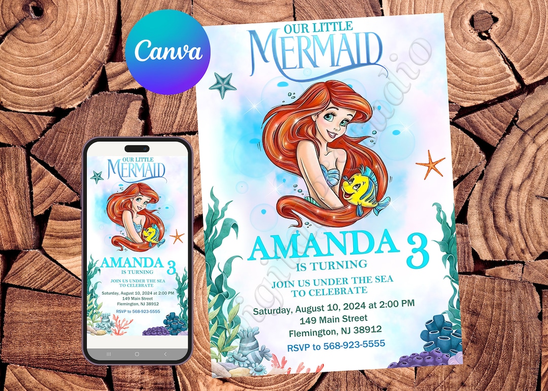 Little Mermaid Invitation Little Mermaid Birthday Invitation Ariel ...
