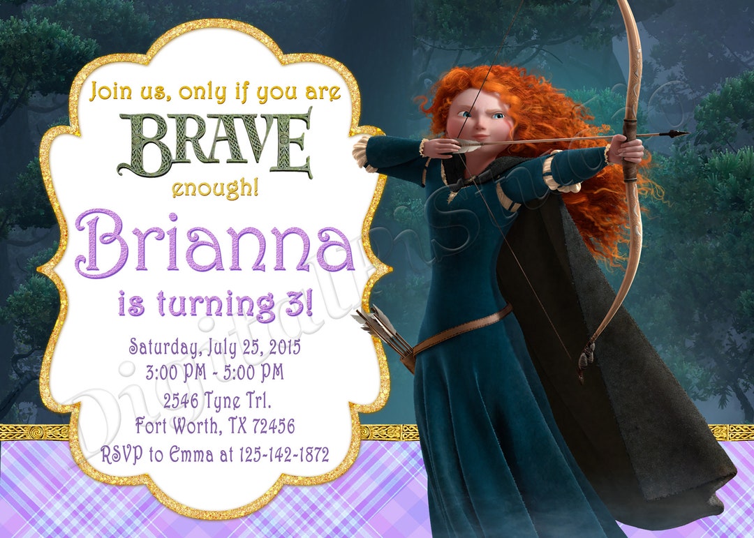 Brave Invitation Brave Birthday Invitation Princess Brave Party Brave ...
