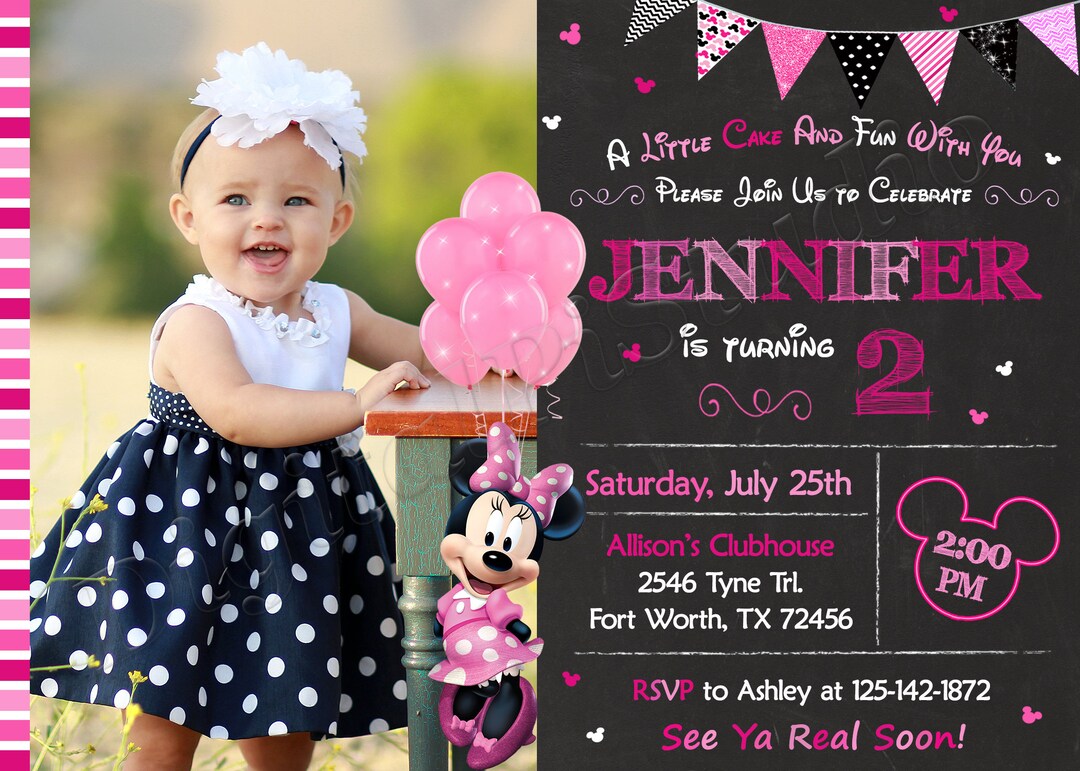 Minnie Mouse Invitation Pink Minnie Mouse Invitation Minnie Mouse ...