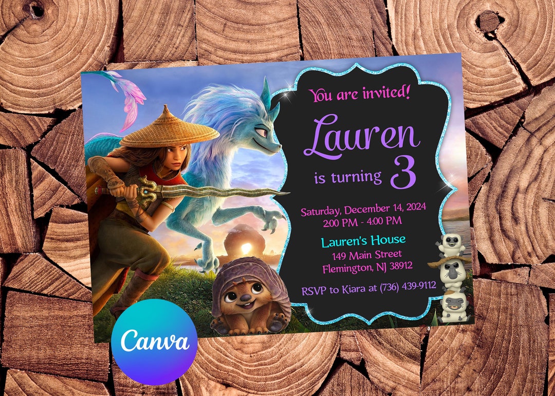 Raya and the Last Dragon Invitation Raya Birthday Invitation Raya Party ...